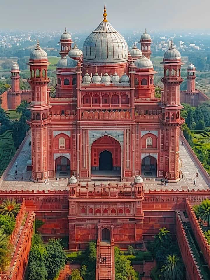 What is the original name of Red Fort, and how big it is?