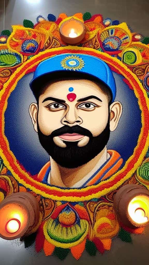 Indian cricket team inspired rangoli designs for Diwali 2023